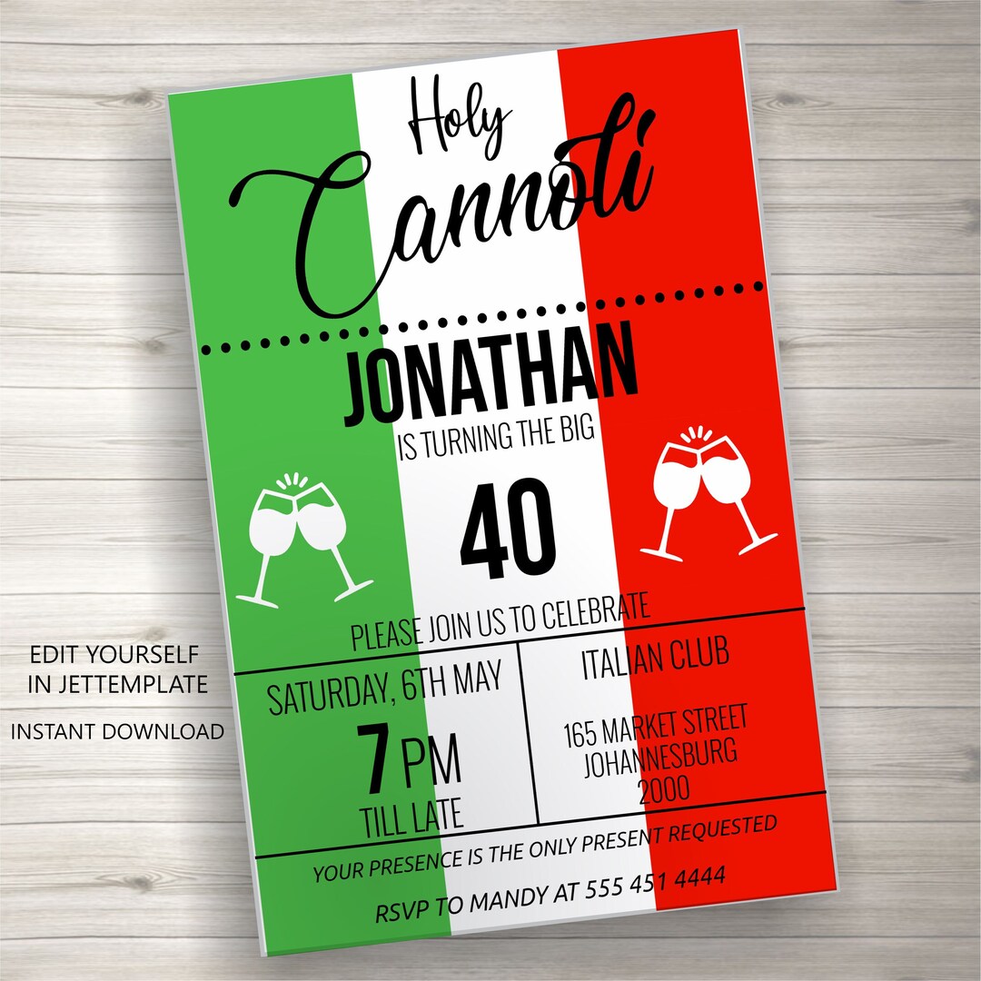 Editable Italian Party Invitation, Holy Cannoli, Retirement Invitation ...