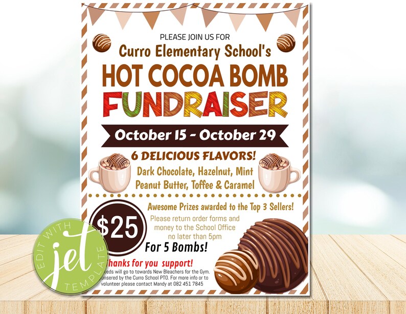 Editable Hot Cocoa Bomb Fundraiser Flyer, Printable PTA, PTO, School ...
