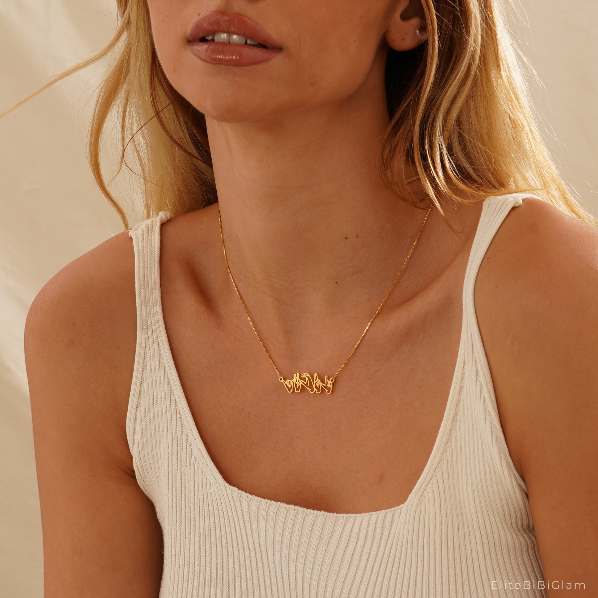Personalized Sign Language Necklace, Name Necklace in Sign Language ...