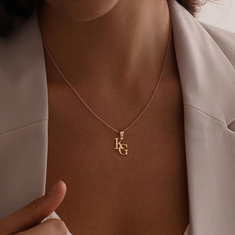 Double Initial Necklace, Two Letter Necklace, Personalised Initial ...