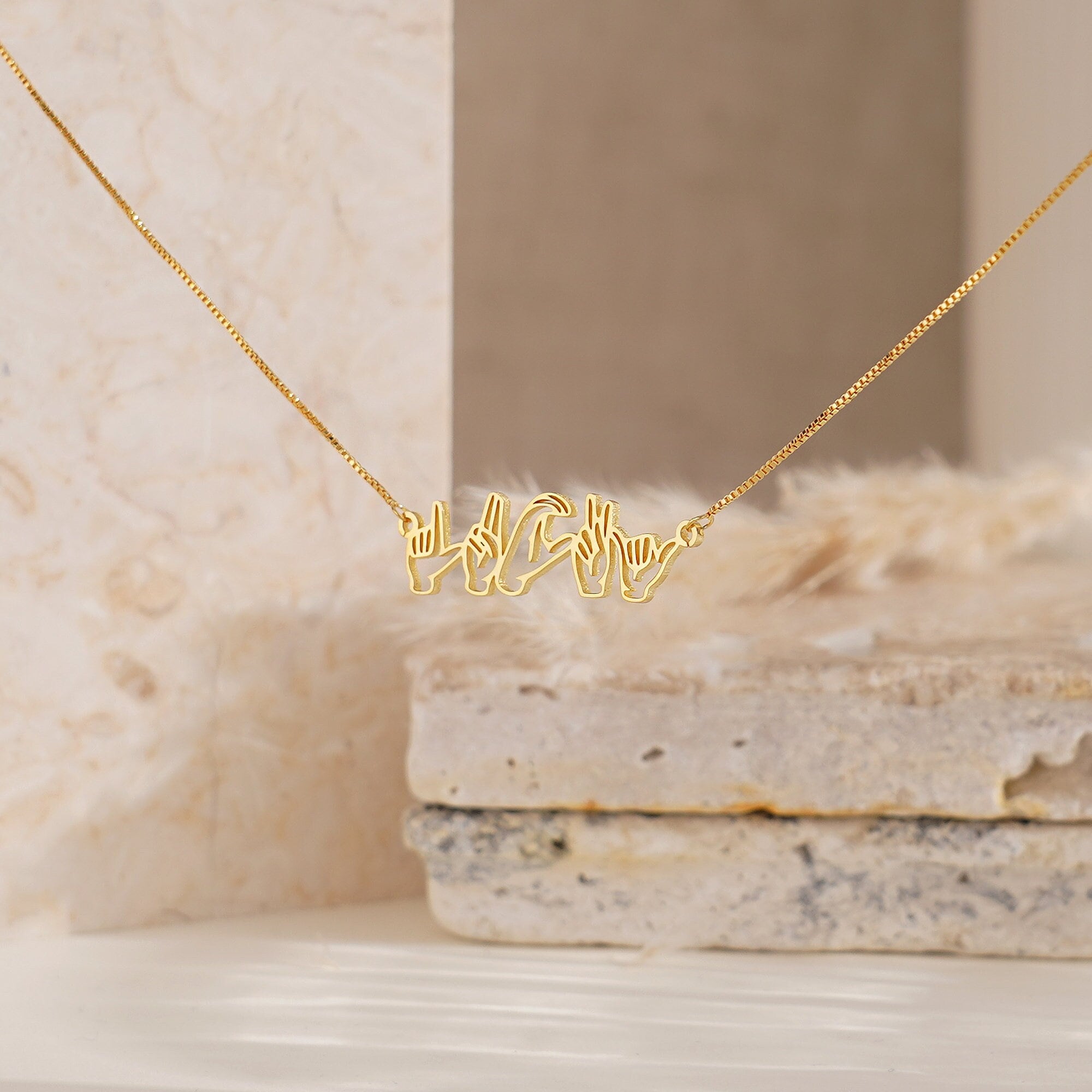 Custom Sign Language Necklace, Name Necklace in Sign Language ...