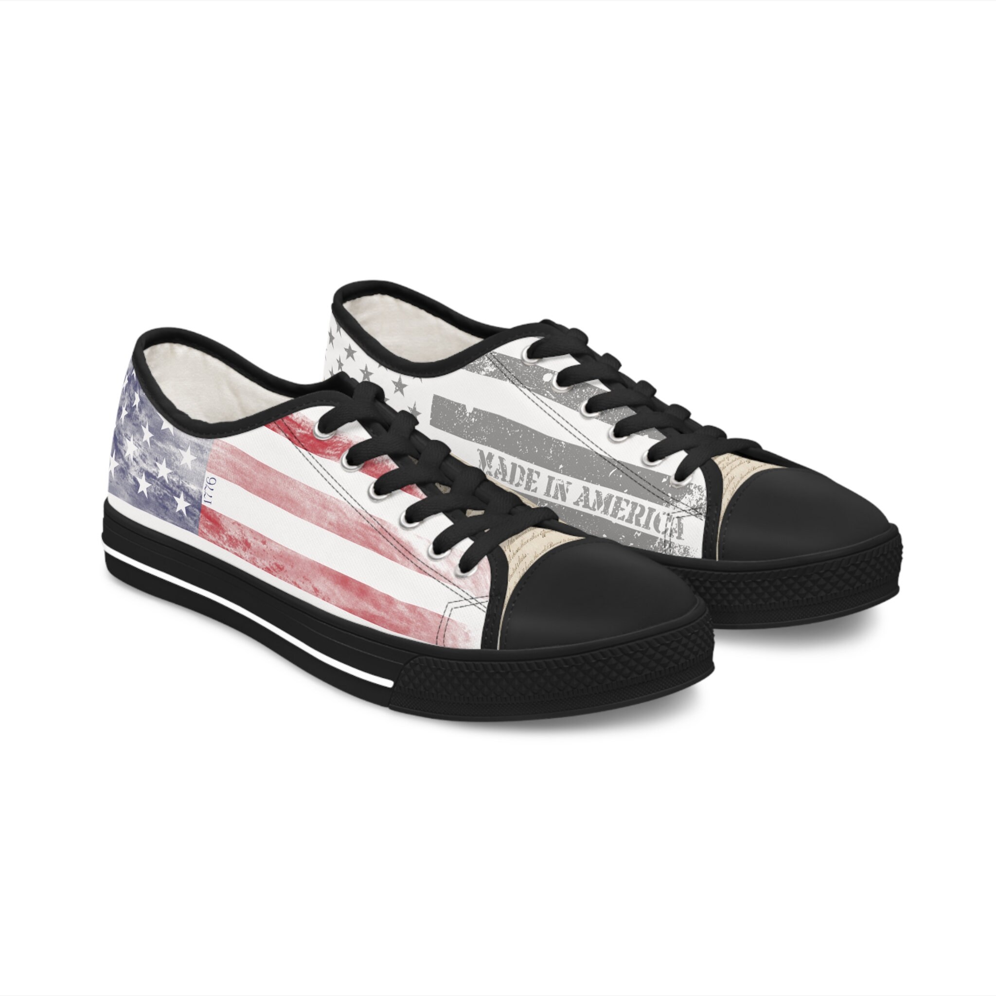 American Flag Low Top Sneakers Constitution Tongue Made in America 1776 ...