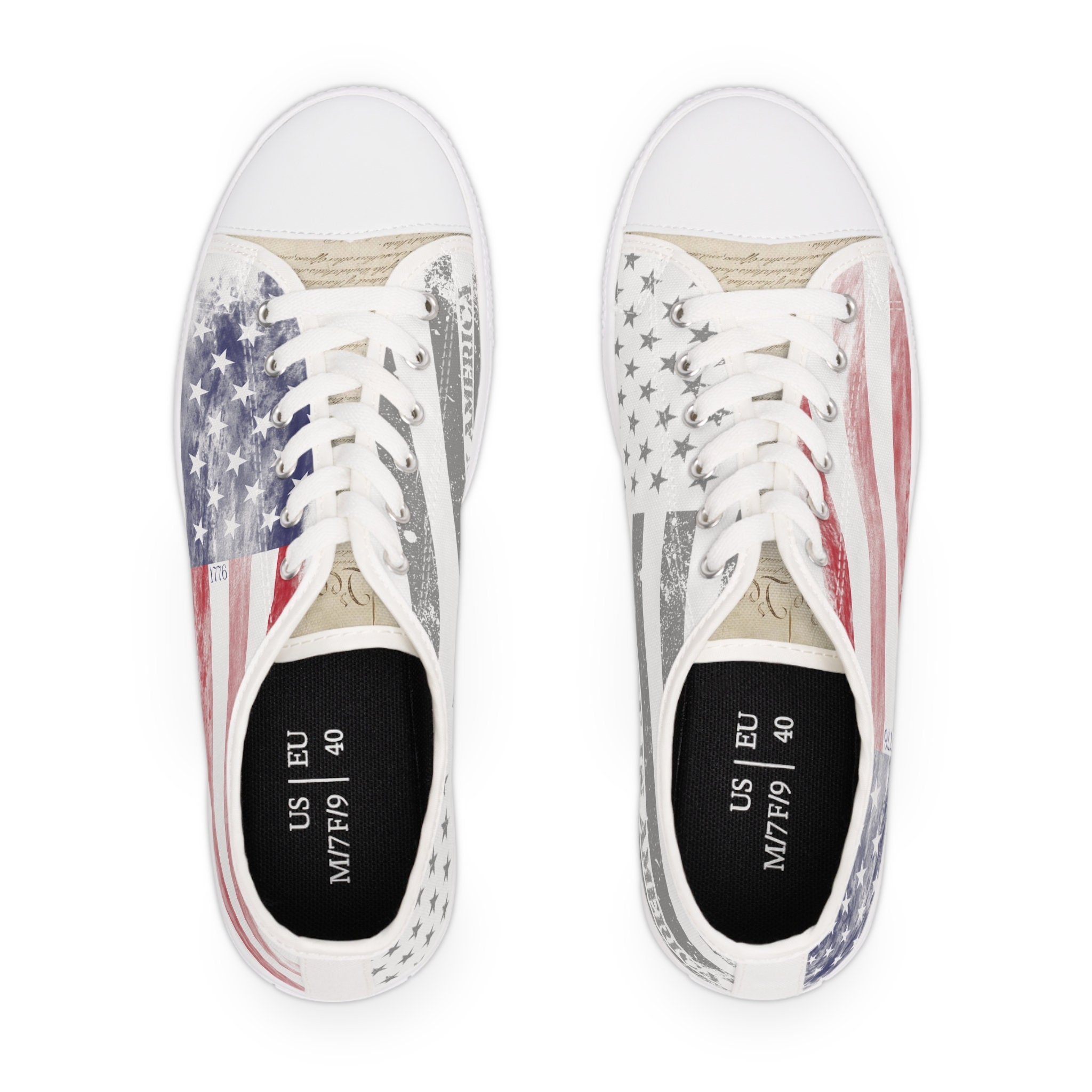 American Flag Low Top Sneakers Constitution Tongue Made in America 1776 ...