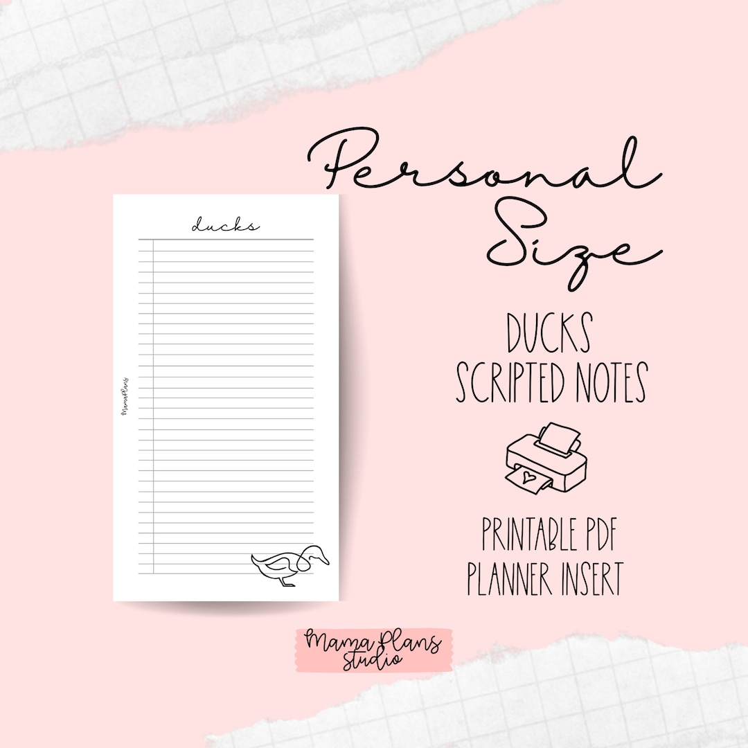 Personal || Ducks Notes || Double Sided Planner Pages, Printable ...