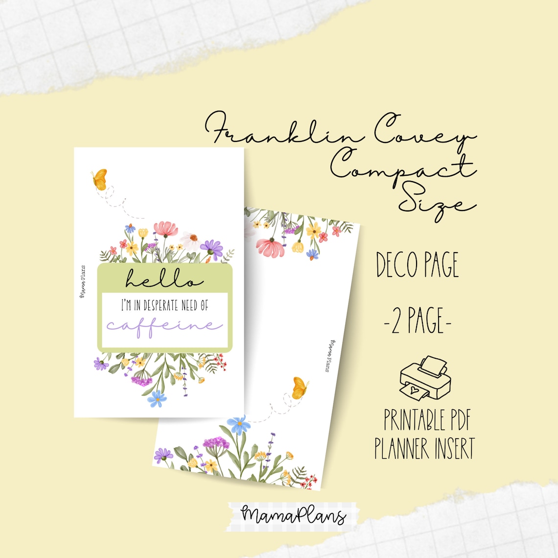 FCC || Caffeine Name Tag || Deco Pages ||two Planner Pages, Printable ...