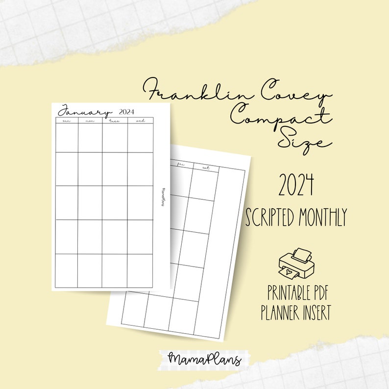 FCC || Monthly 2024 on 2 Pages || Scripted || Printable, Digital ...