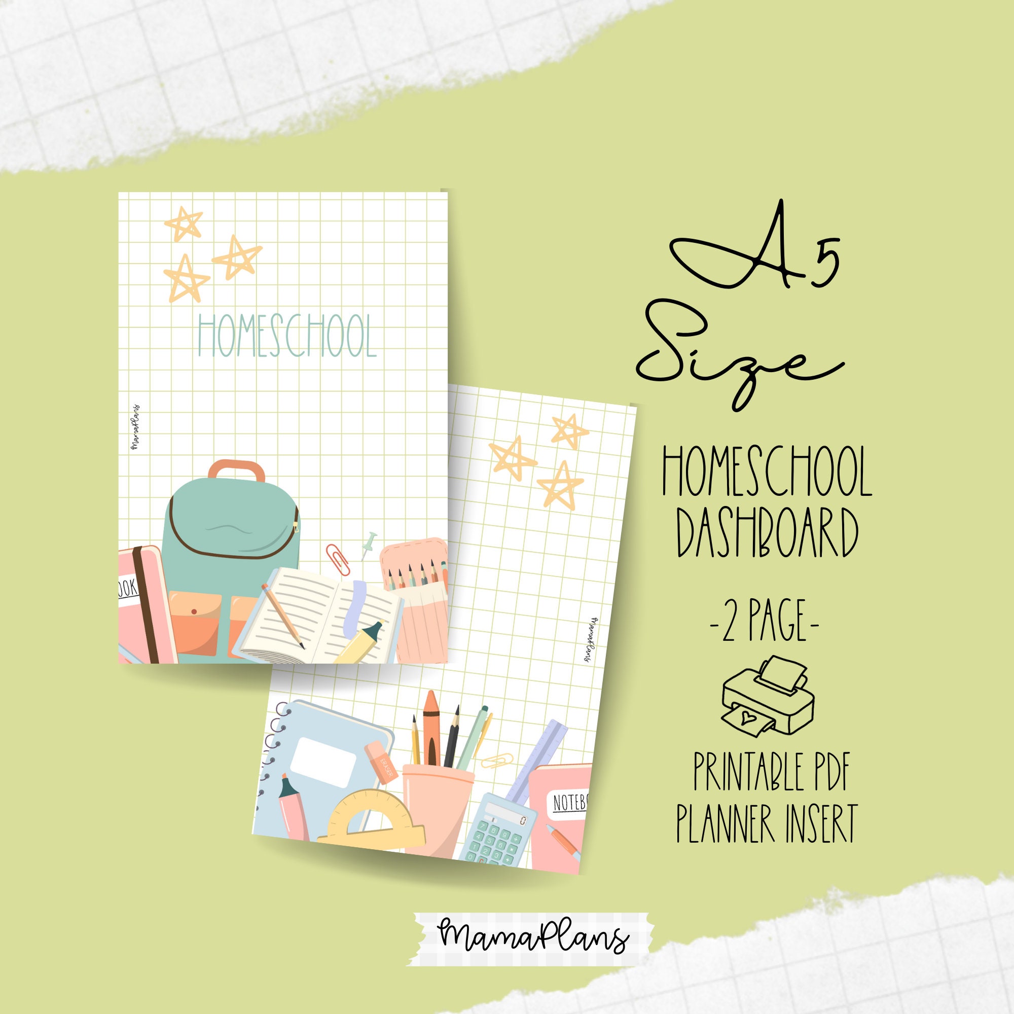 A5 Homeschool Two Planner Pages, Printable, Digital Download - Etsy