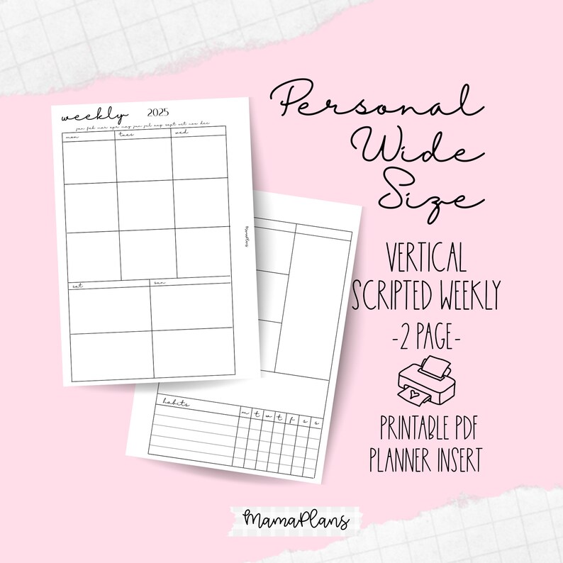 Personal Wide || 2025 Vertical Week on 2 Pages || Scripted Weekly ...