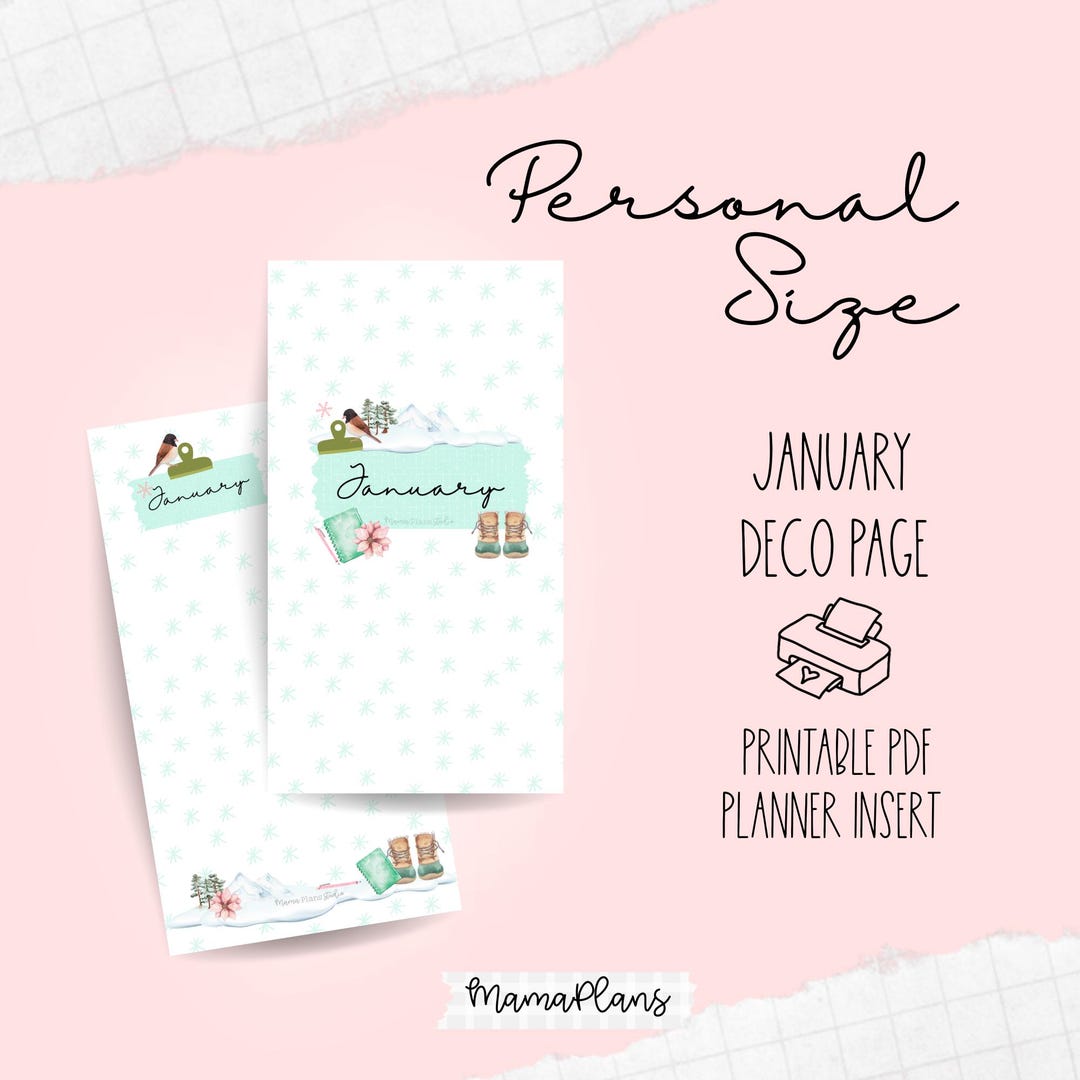 Personal || January || Monthly Deco || || Planner Page, Printable ...