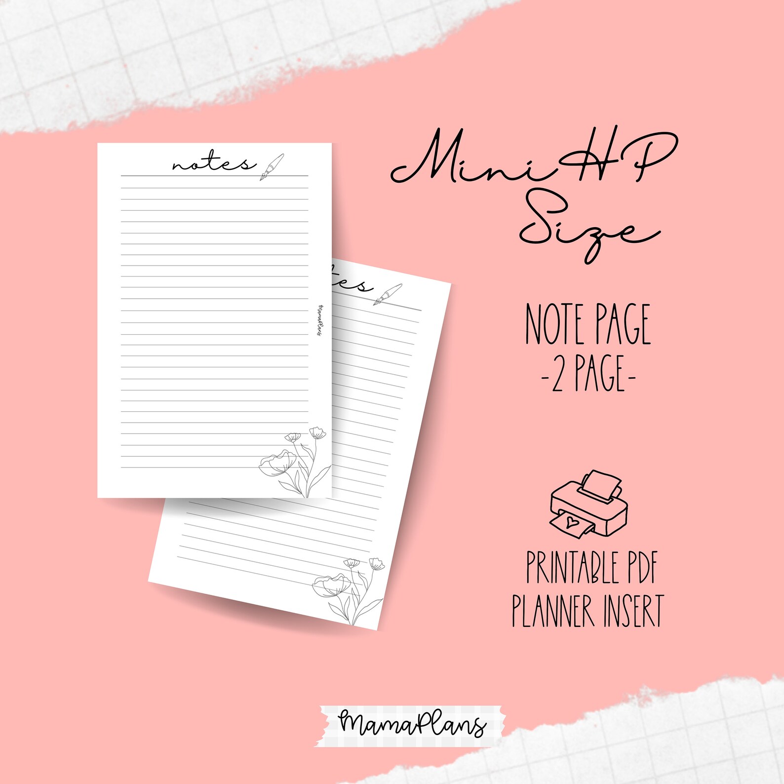 Mini Happy Planner || Note- Pen and Floral || Two Planner Pages ...