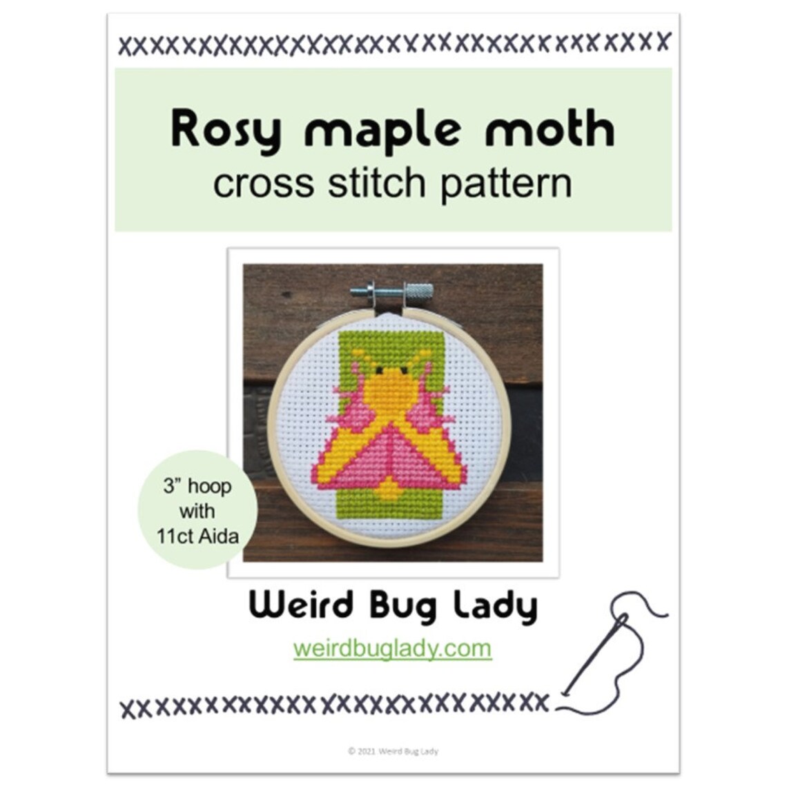 Rosy Maple Moth // Cross Stitch Pattern // PDF - Etsy