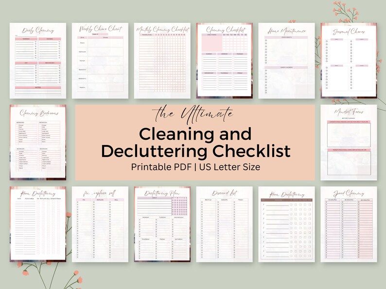 Ultimate Cleaning Checklist Editable Declutter Checklist Printable Cleaning Planner Daily Weekly ...