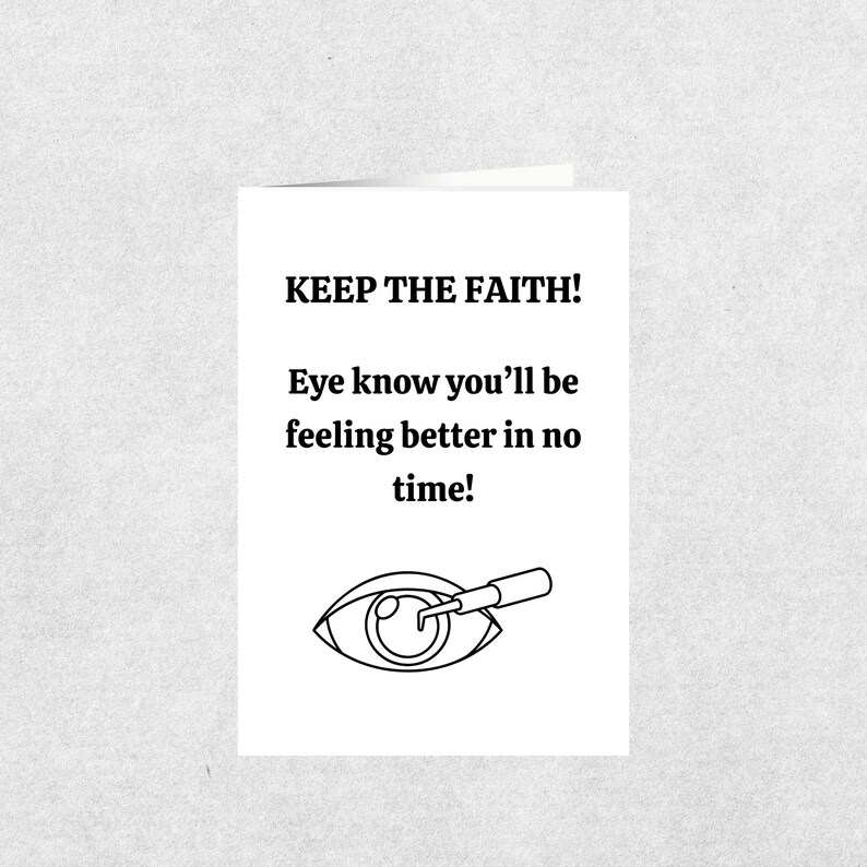 Funny Eye Card Printable Get Well Soon Card Post Eye Surgery Pre ...