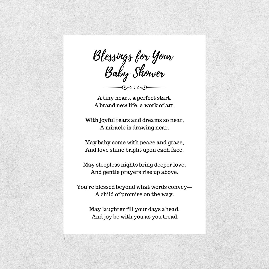 Baby Shower Blessing Card Printable Newborn Celebration Christian ...
