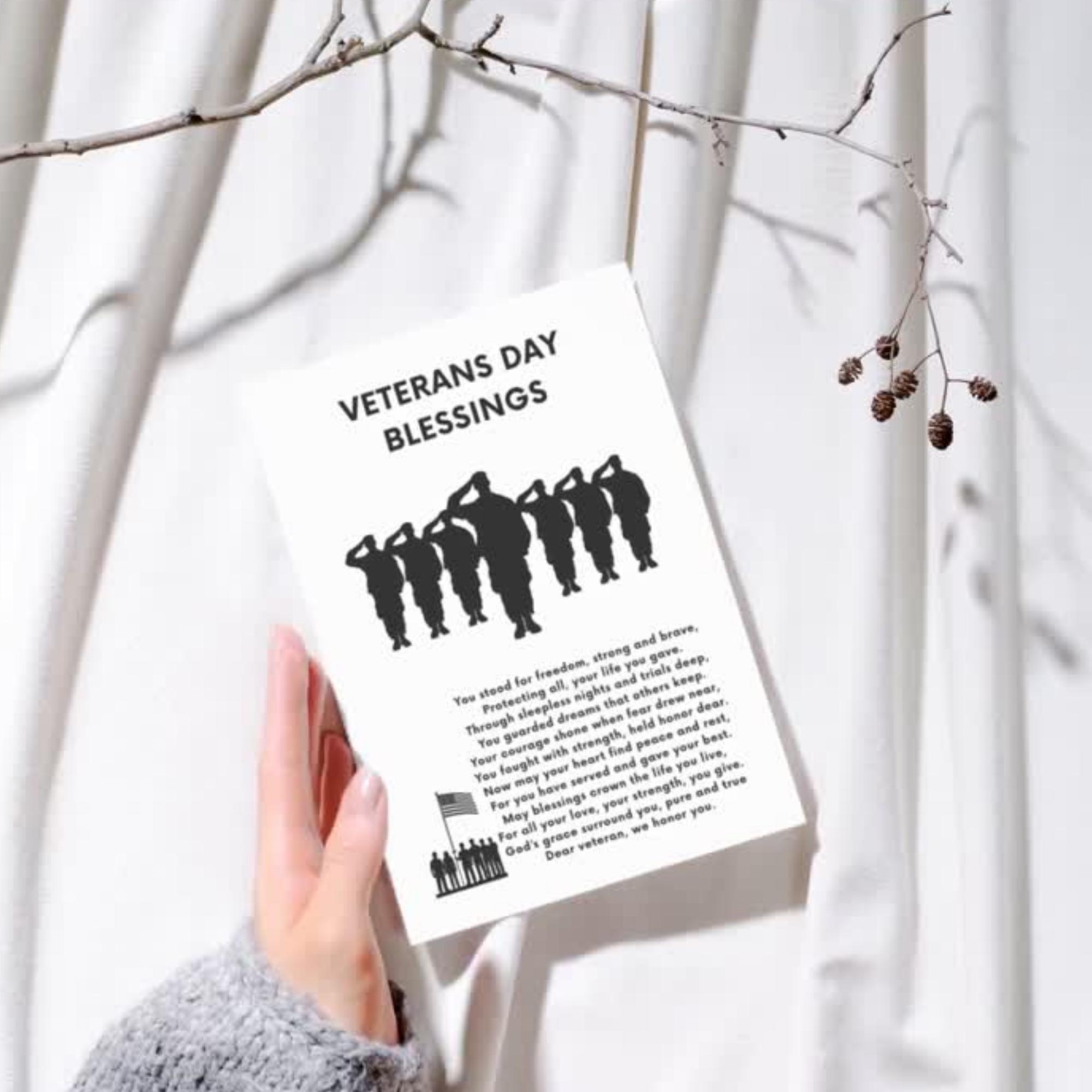 Veterans Day Blessing Card Printable Christian Poem Prayer for Veterans ...