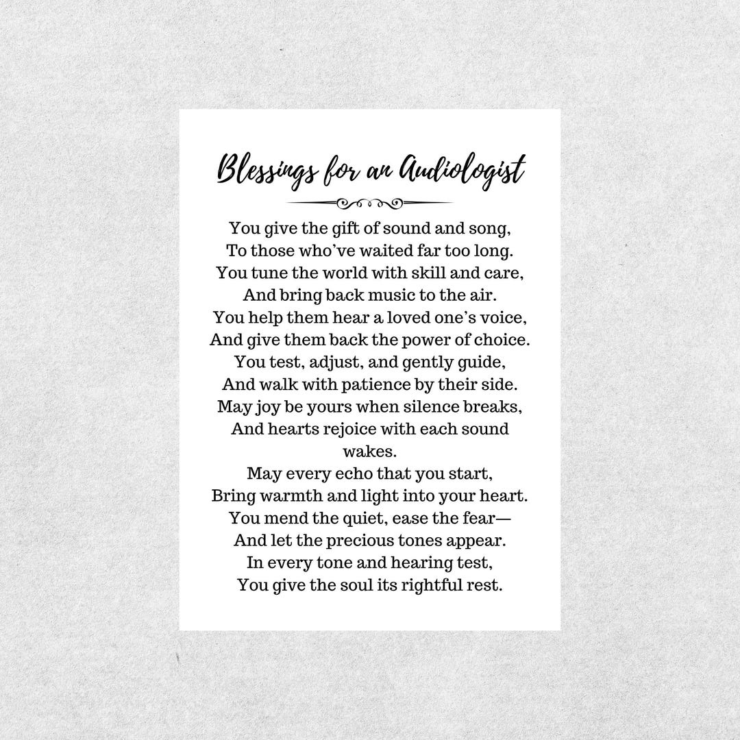 Audiologist Blessing Card Printable Christian Poem Prayer Faith Based ...