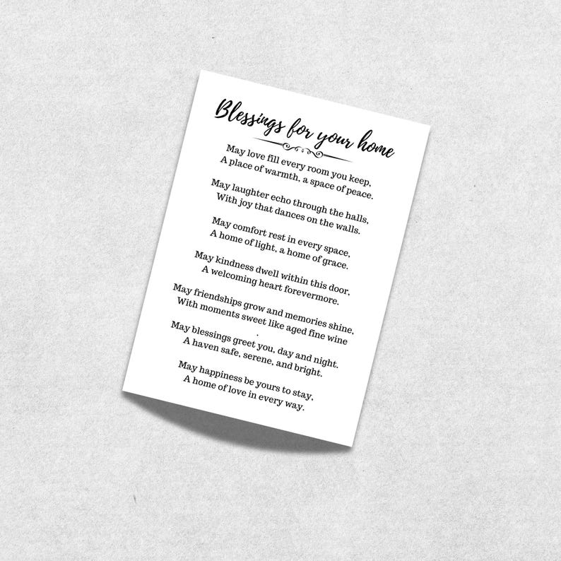 Housewarming Blessing Card Printable New Home Gift Spiritual Home ...