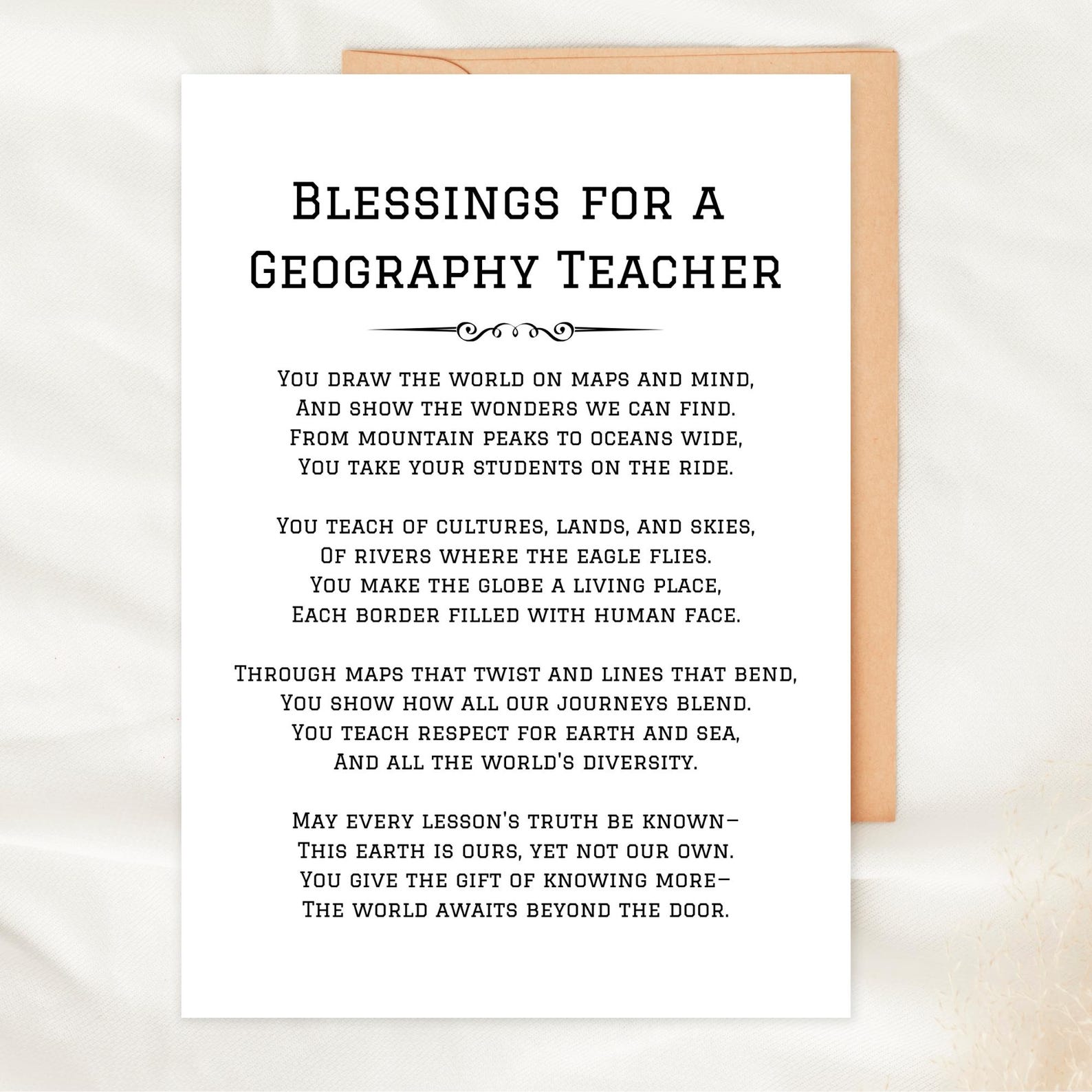 Geography Teacher Christian Blessing Poem: Faith-based Gift (PDF & JPG ...