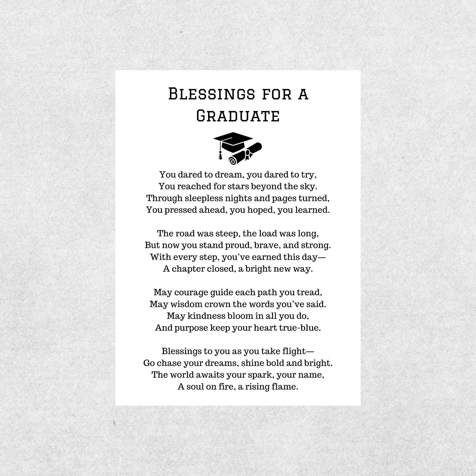 Graduate Blessing Card Printable Christian Poem Prayer Graduation ...