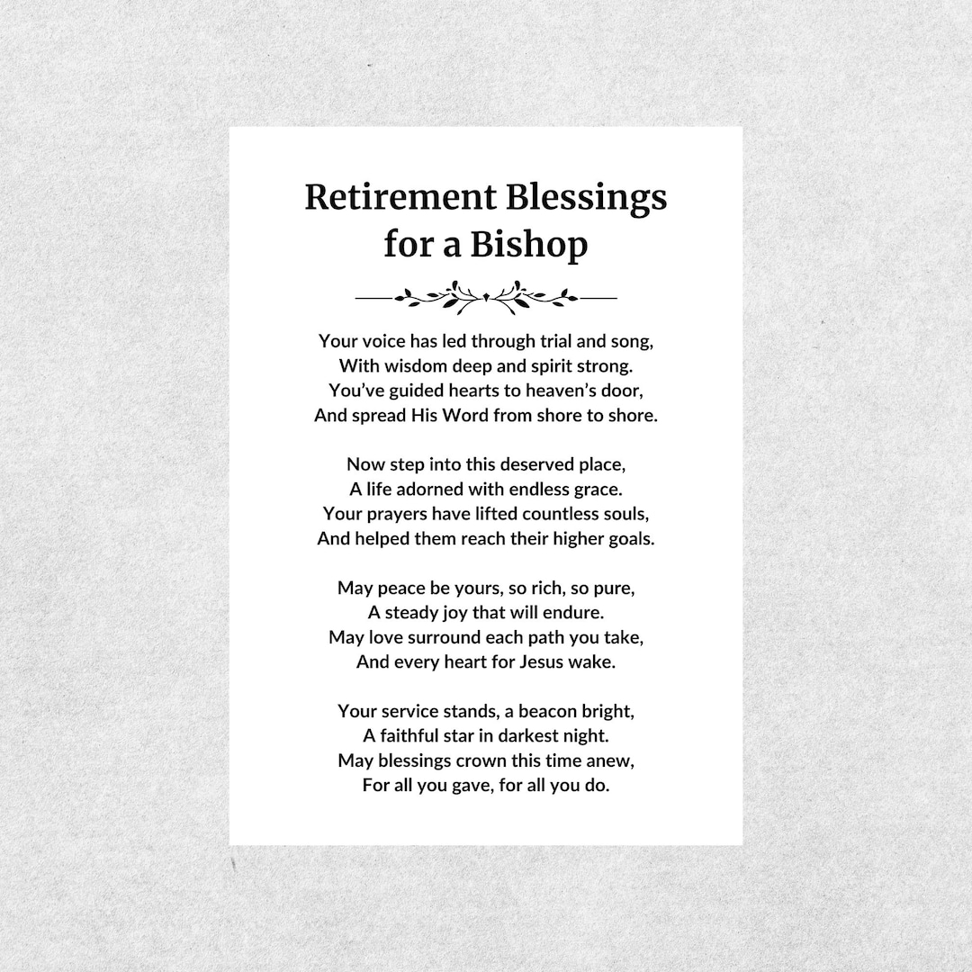 Bishop Retirement Blessings Printable Card Christian Pastor ...