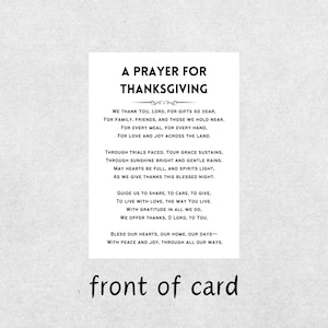 A Prayer for Thanksgiving Christian Poem Blessing Card Printable ...