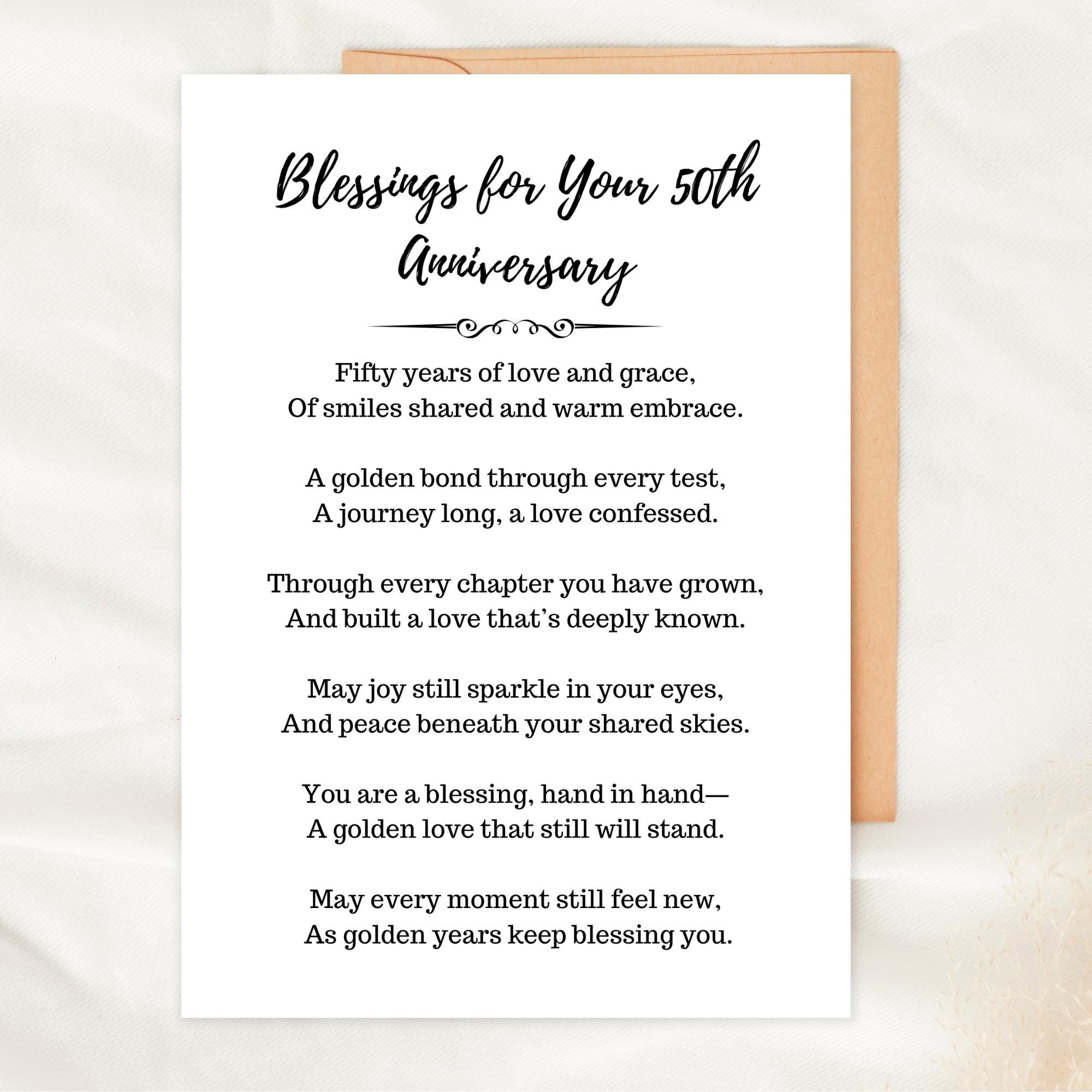 50th Anniversary Blessing Card Printable Golden Wedding Celebration ...