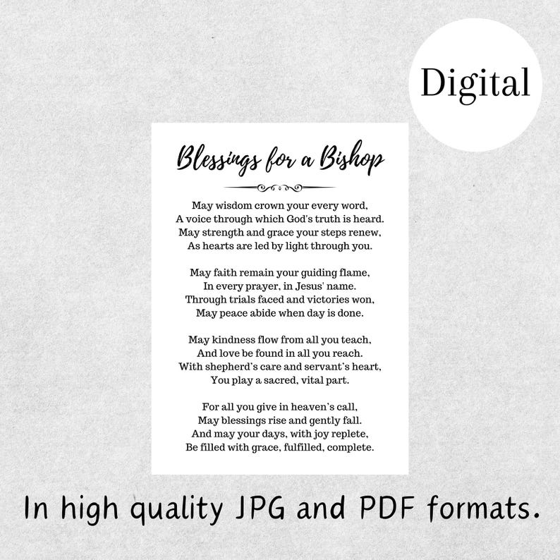 Bishop Blessings Card Printable Religious Greeting Card Digital ...