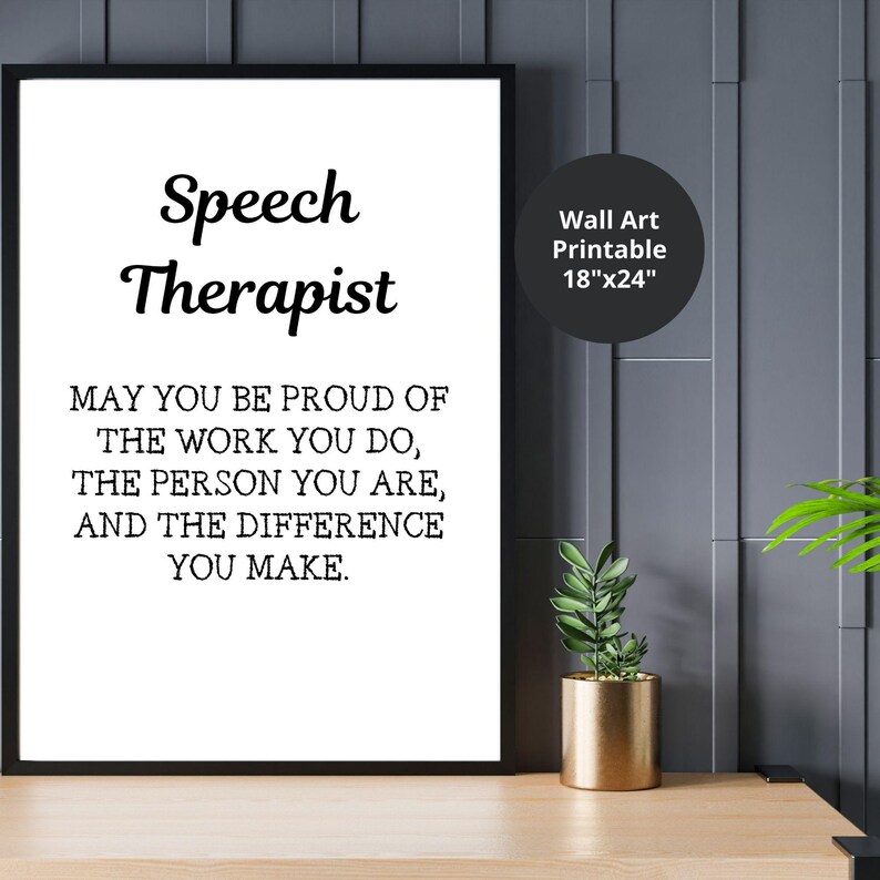 Speech Therapist Gift Printable SLP Wall Art Speech Language ...