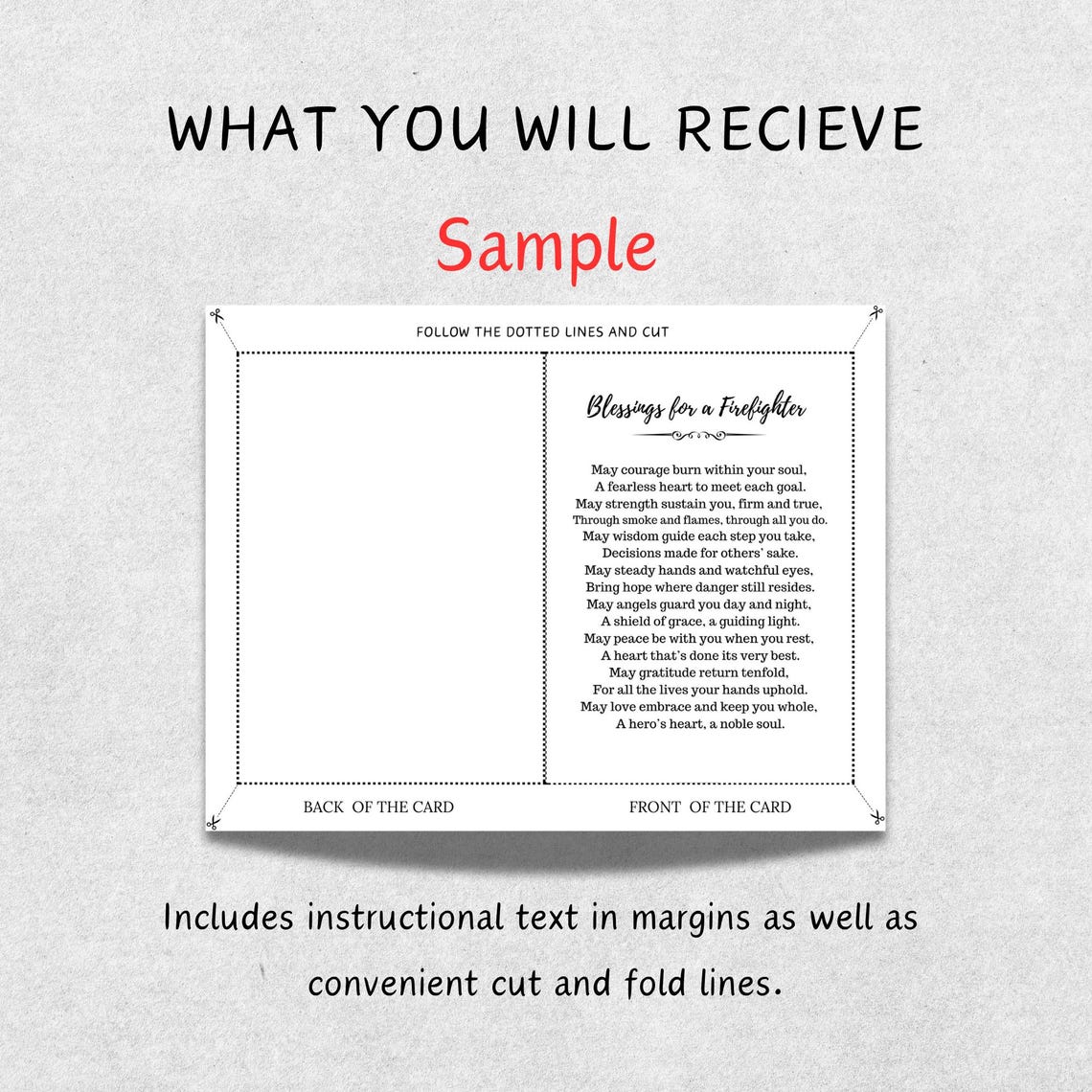 Firefighter Blessing Printable Card Christian Firefighter Gift ...