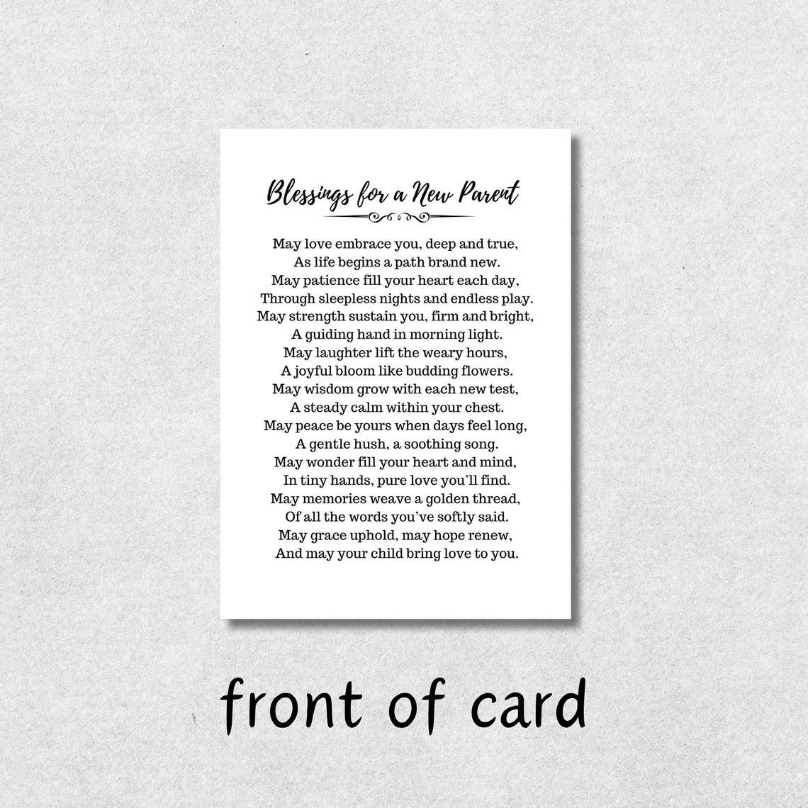 New Parent Blessing Card Printable Baby Shower Gift New Parent Prayer ...