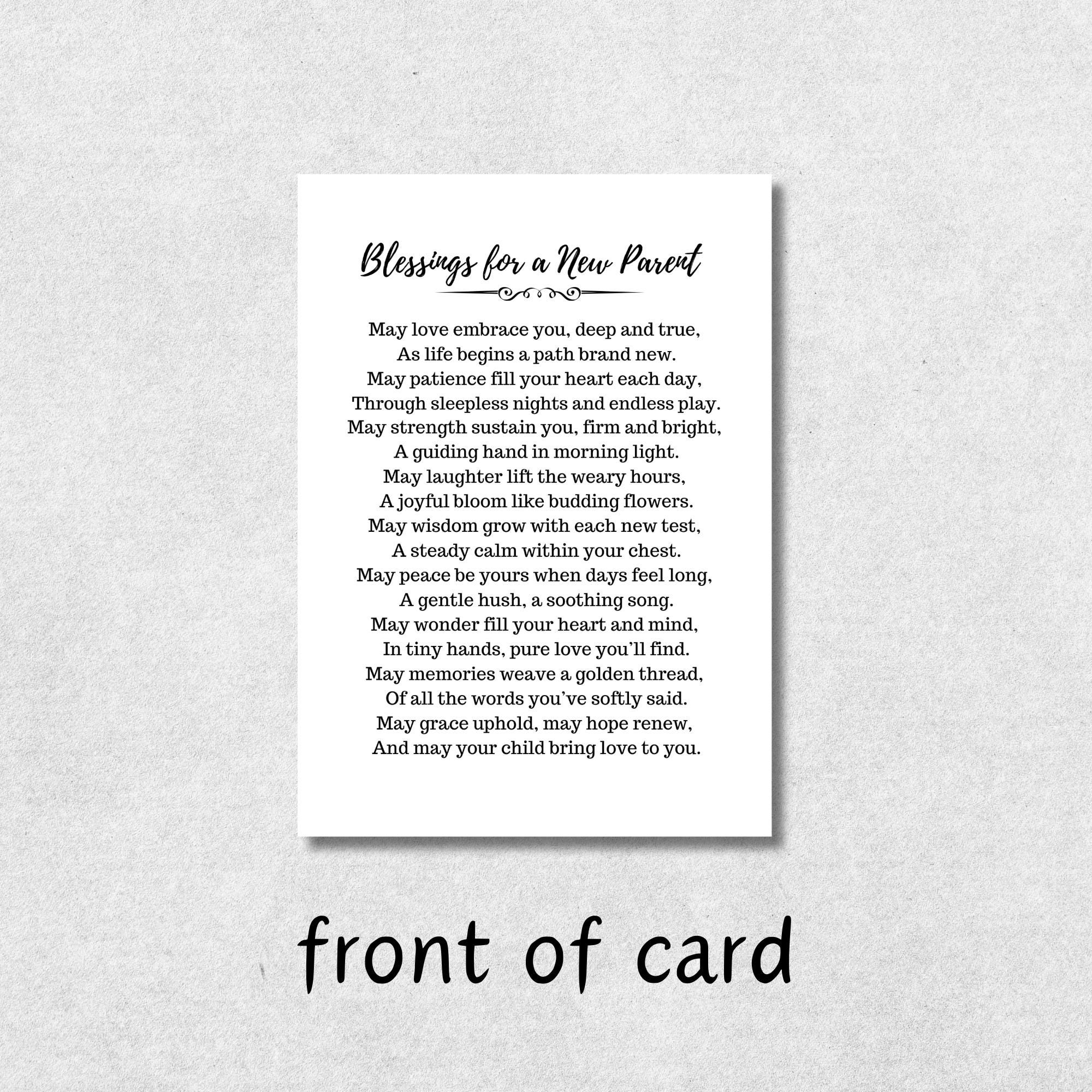 New Parent Blessing Card Printable Baby Shower Gift New Parent Prayer ...