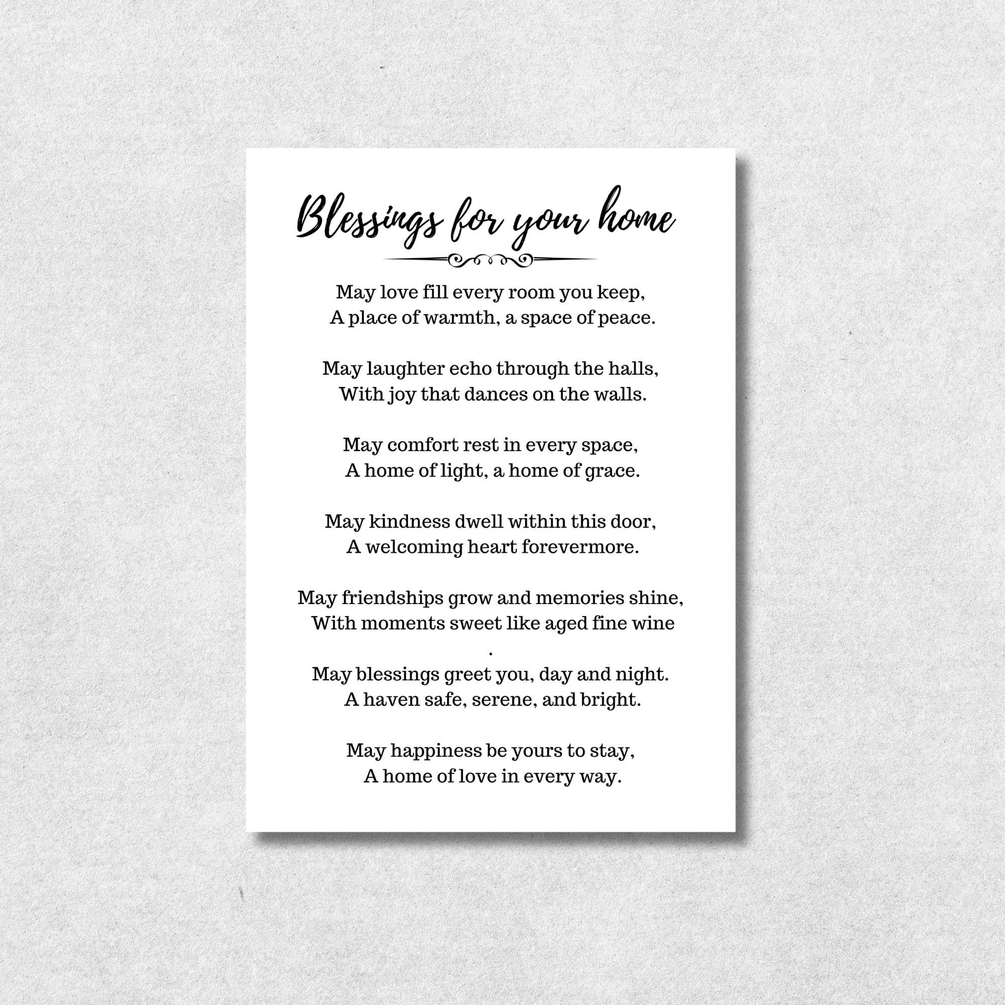 Housewarming Blessing Card Printable New Home Gift Spiritual Home ...