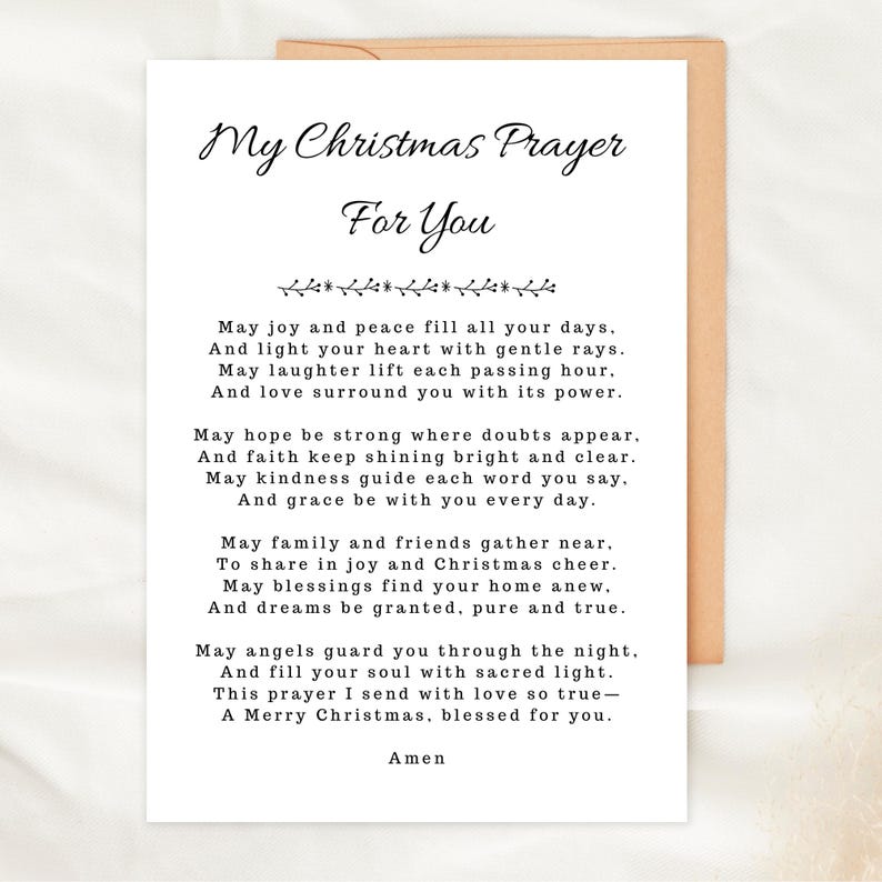 My Christmas Prayer for You Card Christian Printable Faith Based ...