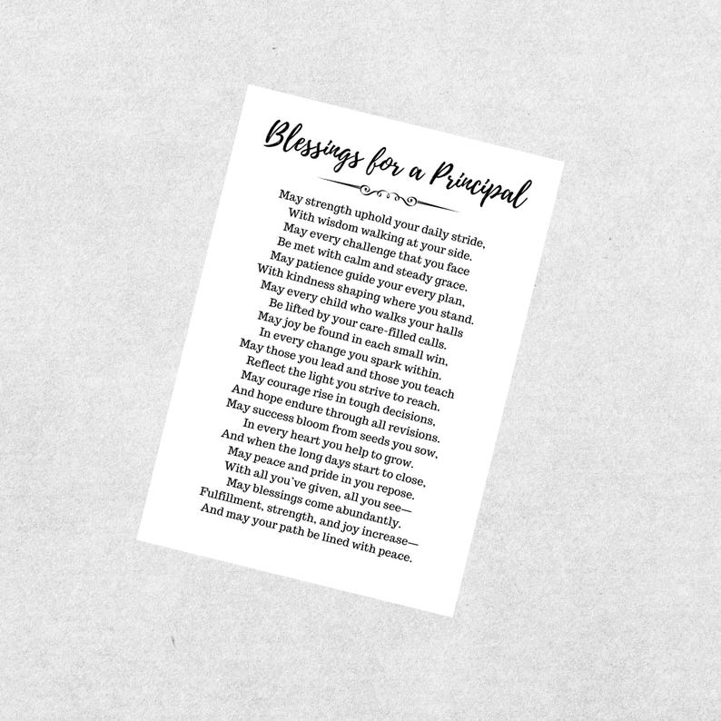 Principal Blessings Card School Principal Appreciation Card Thank You ...