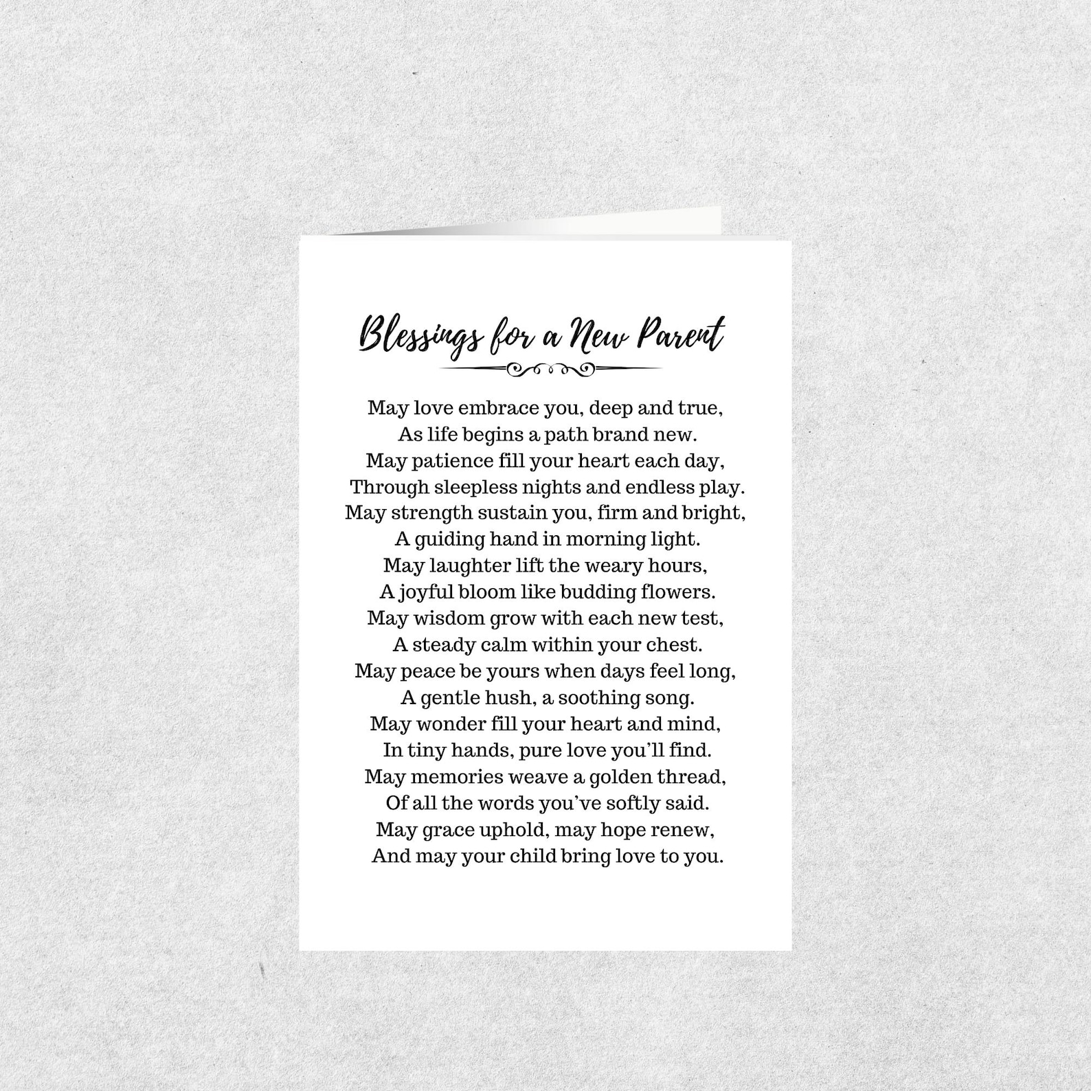 New Parent Blessing Card Printable Baby Shower Gift New Parent Prayer ...