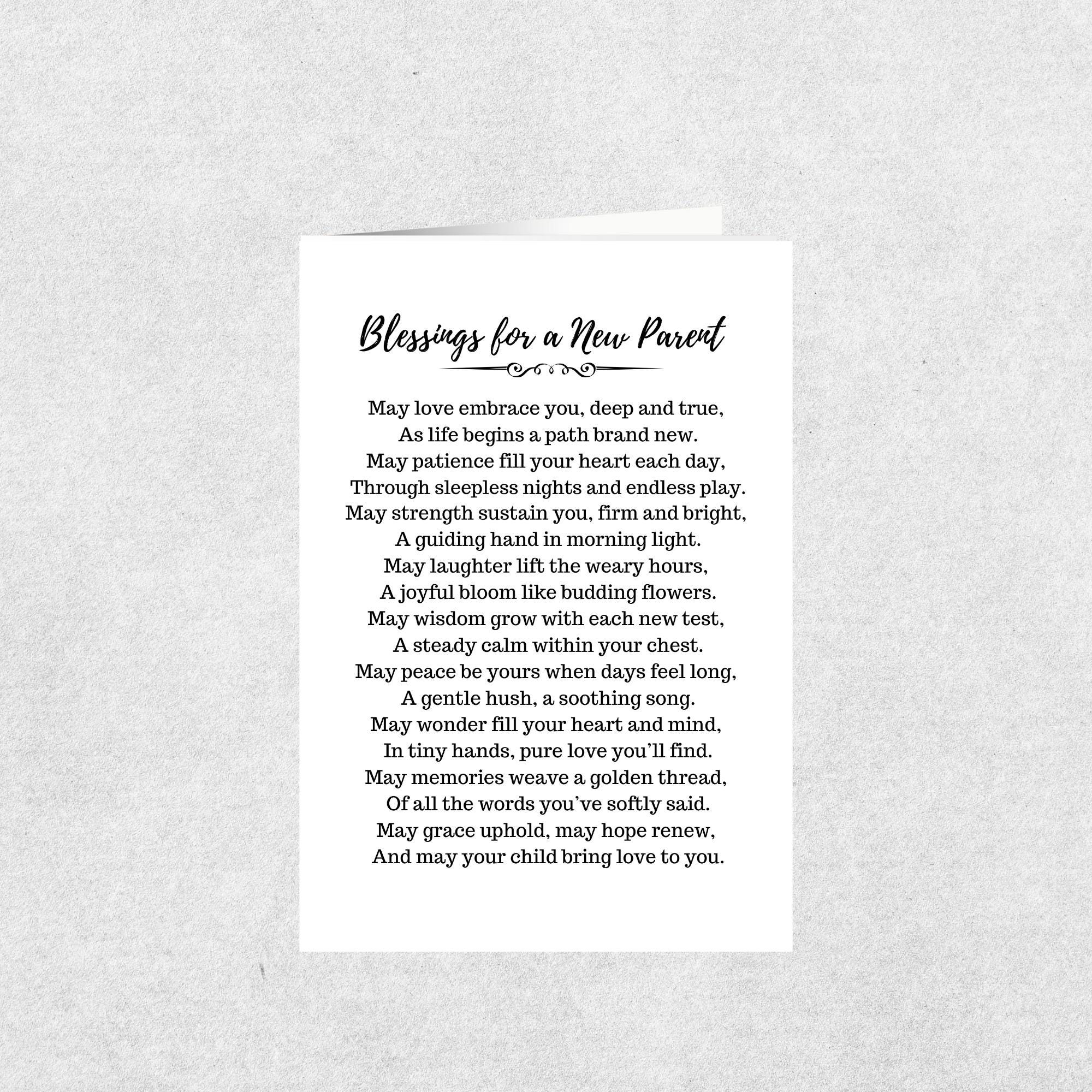 New Parent Blessing Card Printable Baby Shower Gift New Parent Prayer ...