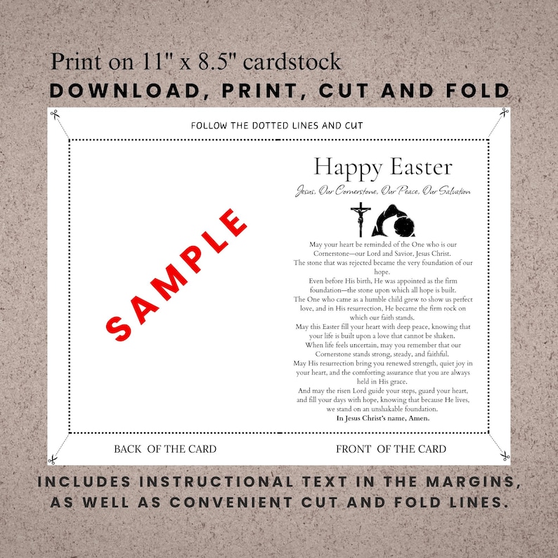 Easter Blessing Card PRINTABLE Prayer Christian Religious Faith-based ...