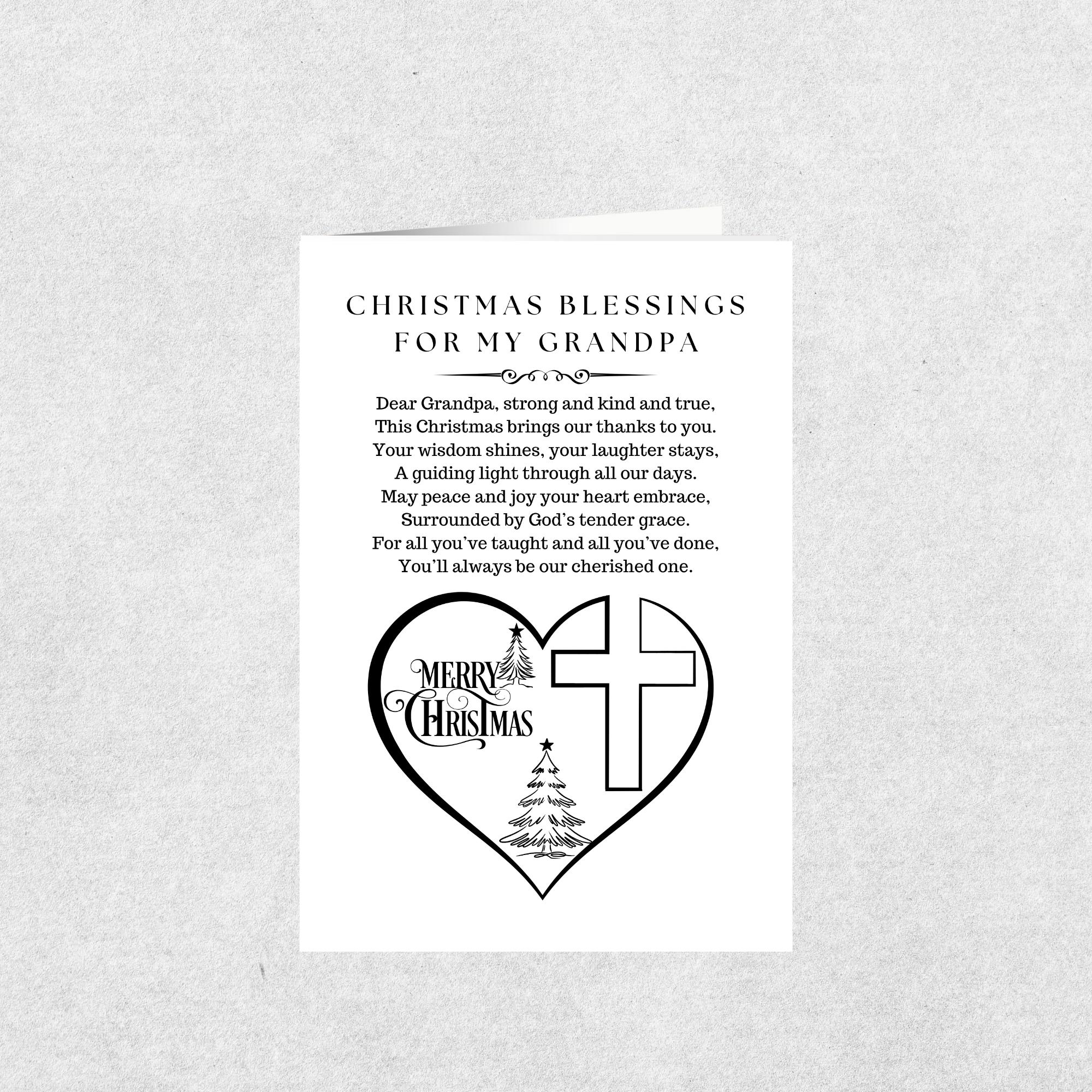 Christmas Blessings Card for Grandpa Christian Poem Printable Christmas ...