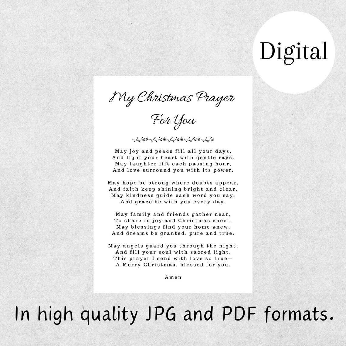 My Christmas Prayer for You Card Christian Printable Faith Based ...