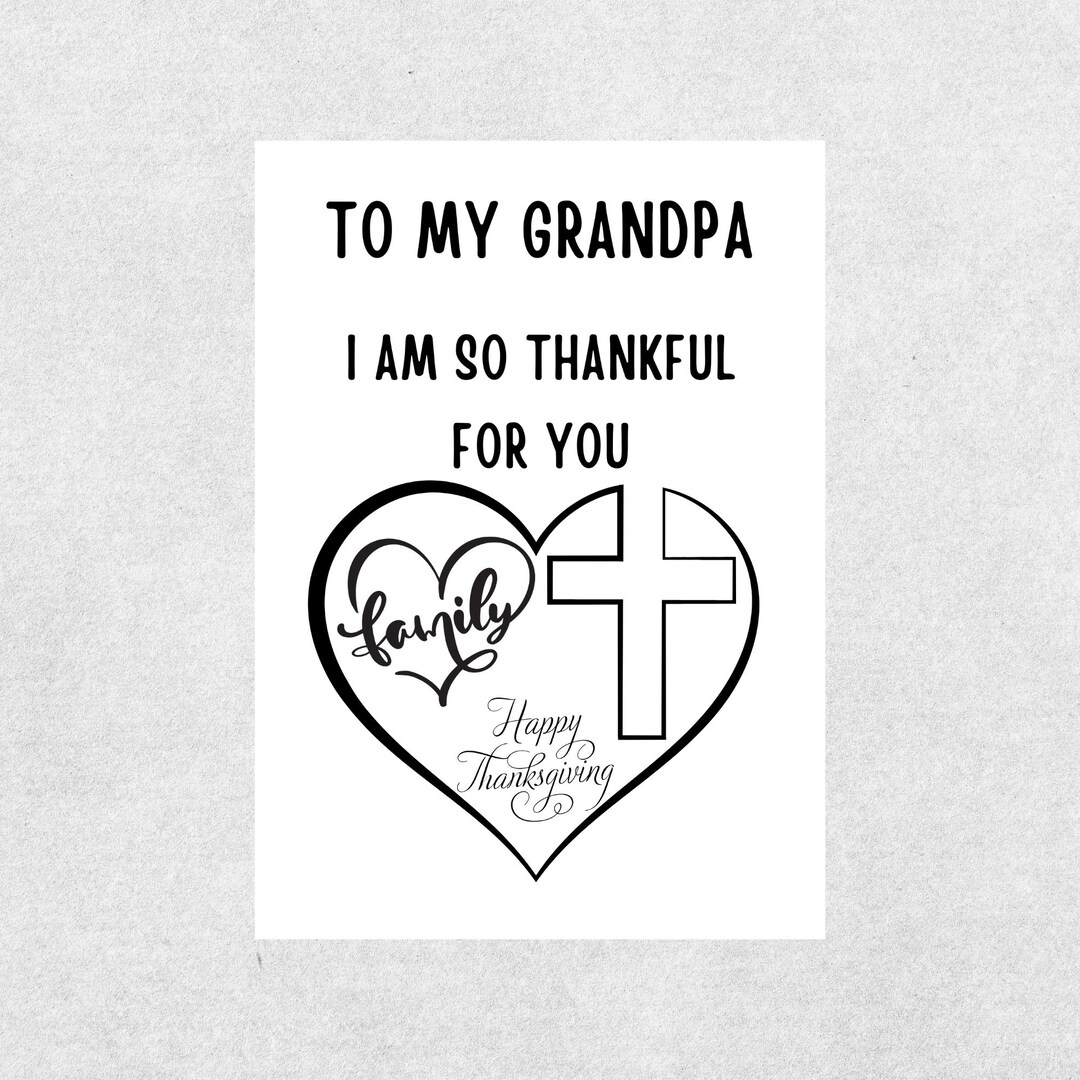 Thanksgiving Card for Grandpa Christian Blessing Printable Faith Based ...