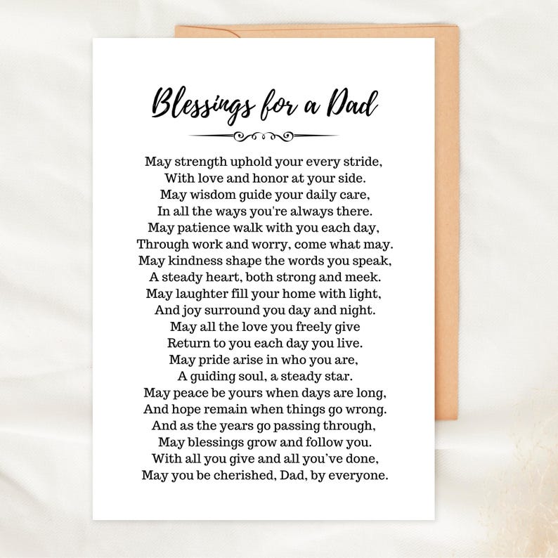 Dad Blessing Card Printable Christian Gift for Father Encouragement ...