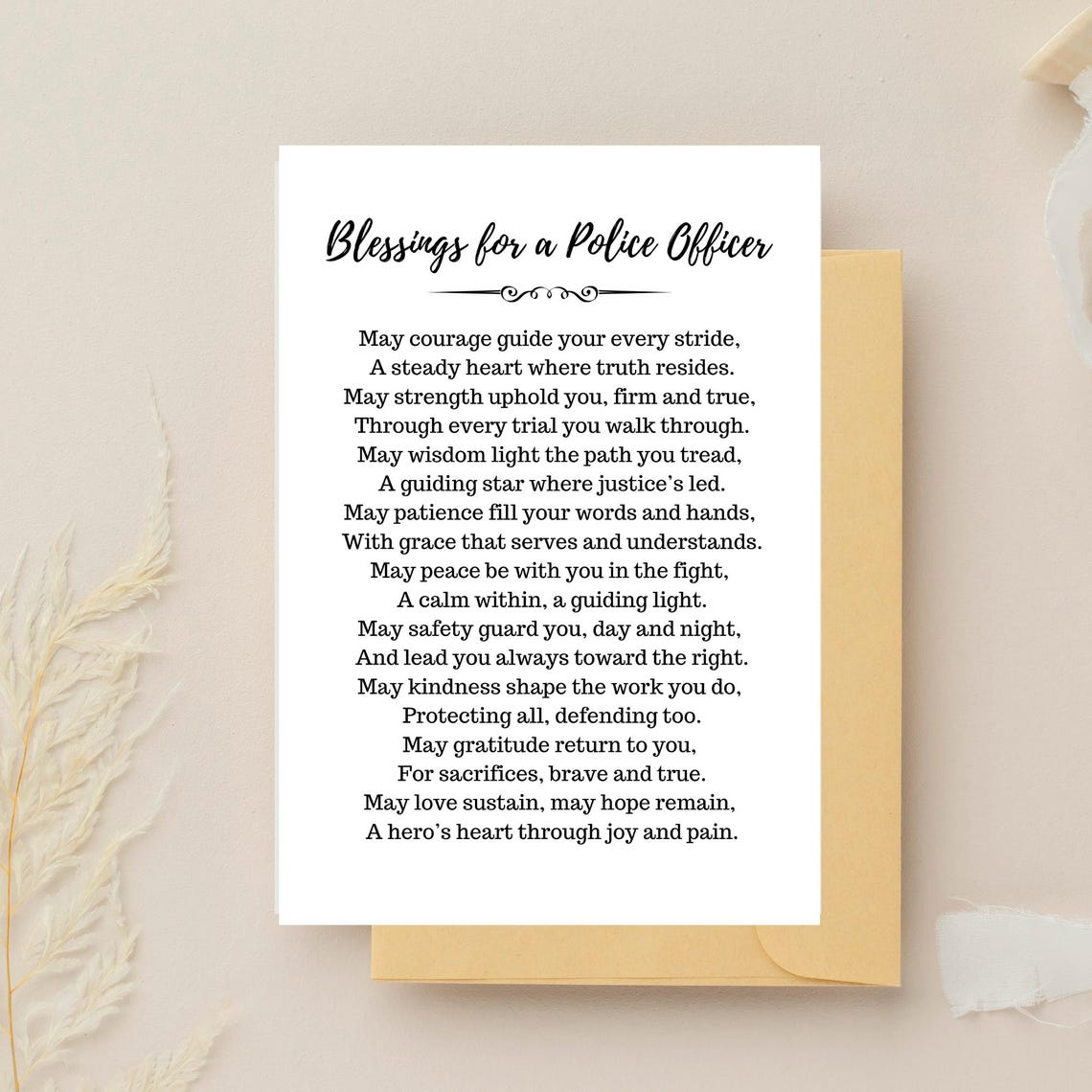 Police Officer Blessing Printable Card Christian Law Enforcement Gift ...