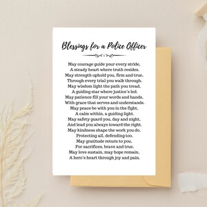 Police Officer Blessing Printable Card Christian Law Enforcement Gift ...