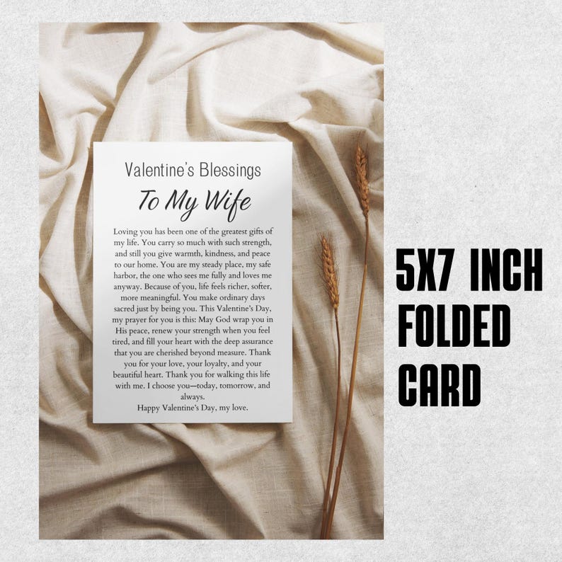 Wife Valentine's Blessing Card PRINTABLE Prayer Christian Faith-based ...