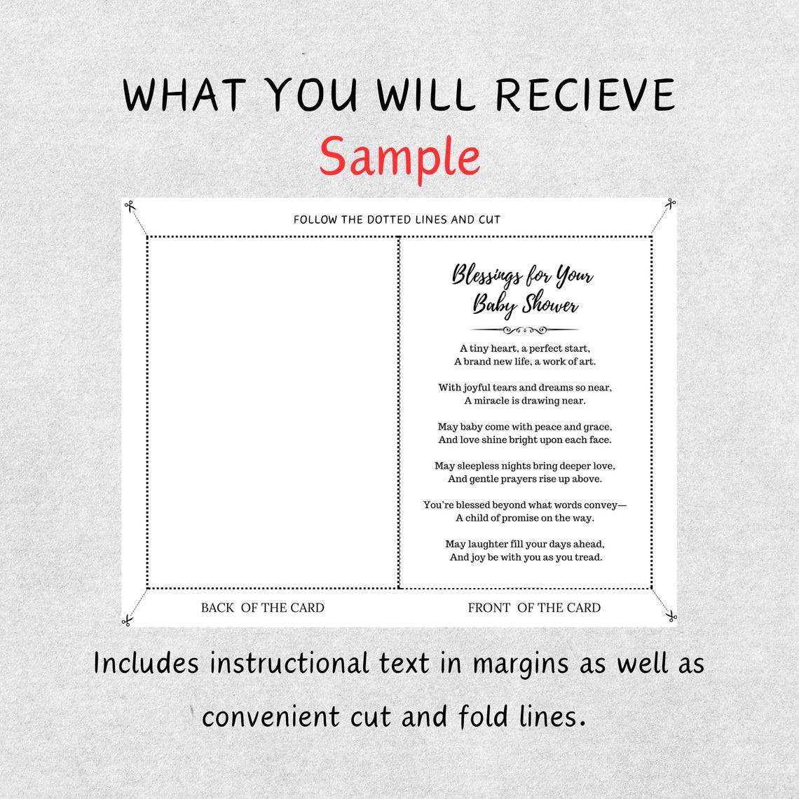 Baby Shower Blessing Card Printable Newborn Celebration Christian ...