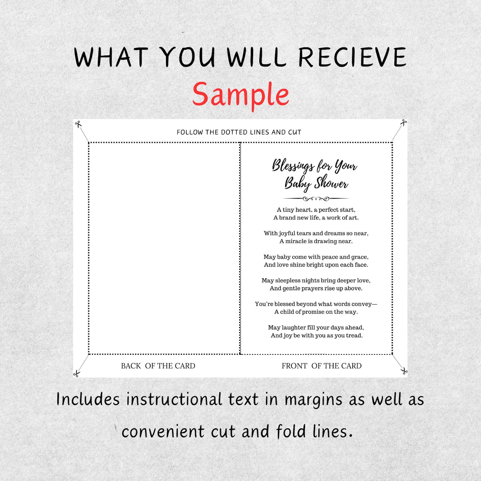 Baby Shower Blessing Card Printable Newborn Celebration Christian ...