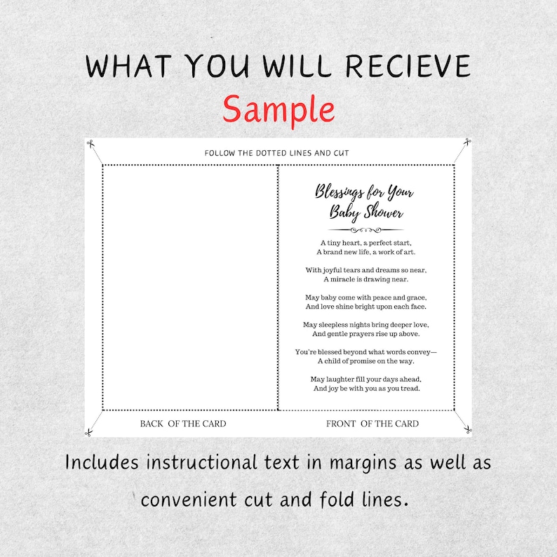Baby Shower Blessing Card Printable Newborn Celebration Christian ...
