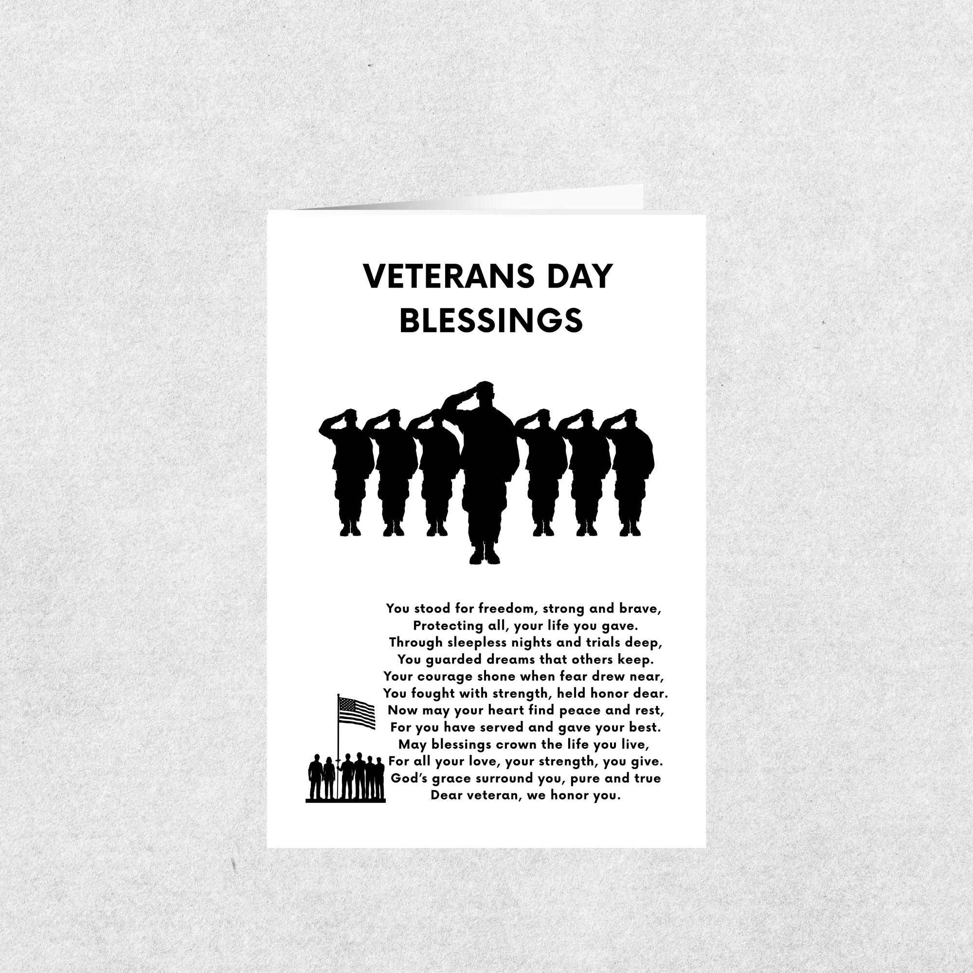 Veterans Day Blessing Card Printable Christian Poem Prayer for Veterans ...