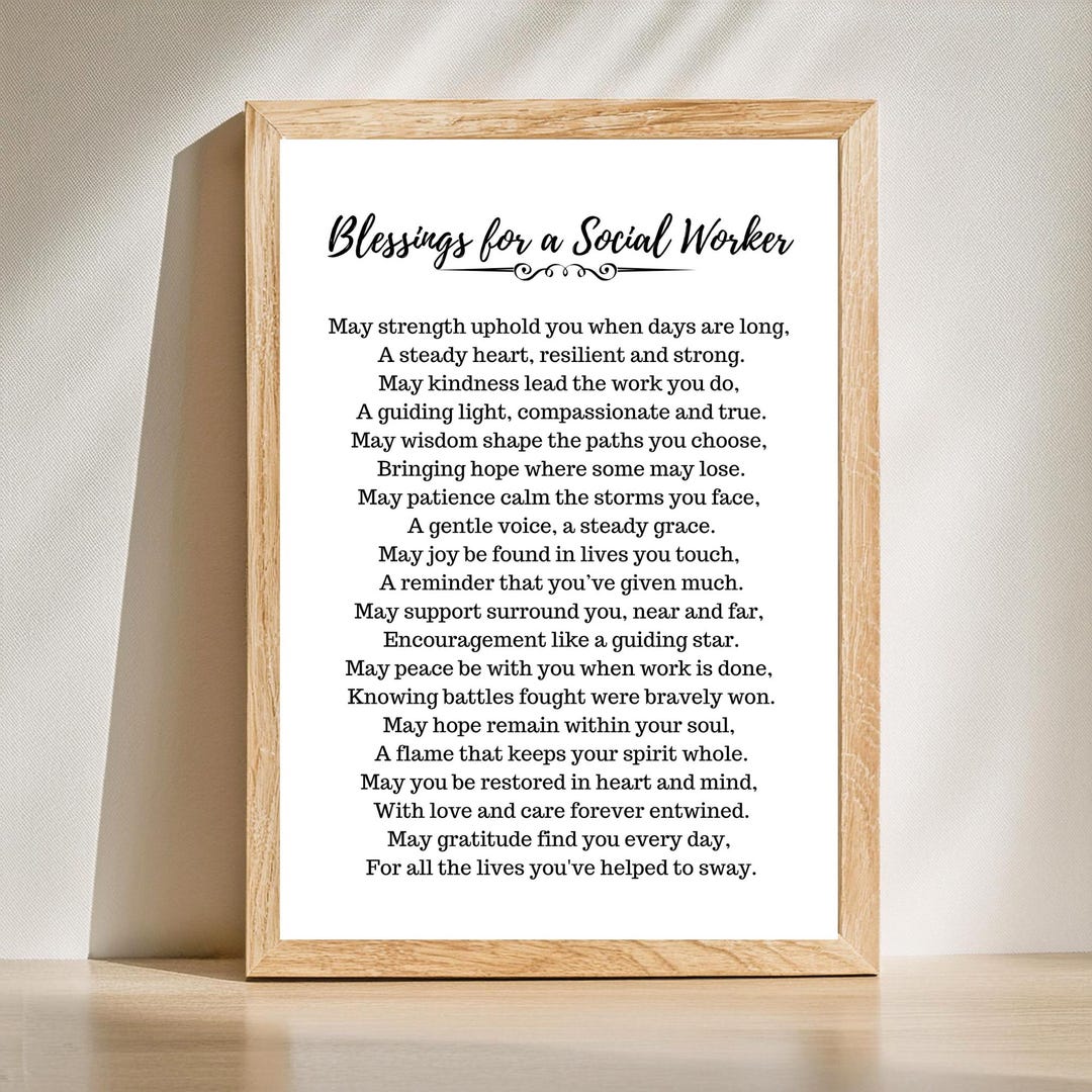 Blessing for a Social Worker Printable Wall Art Poetic Social Work Gift ...