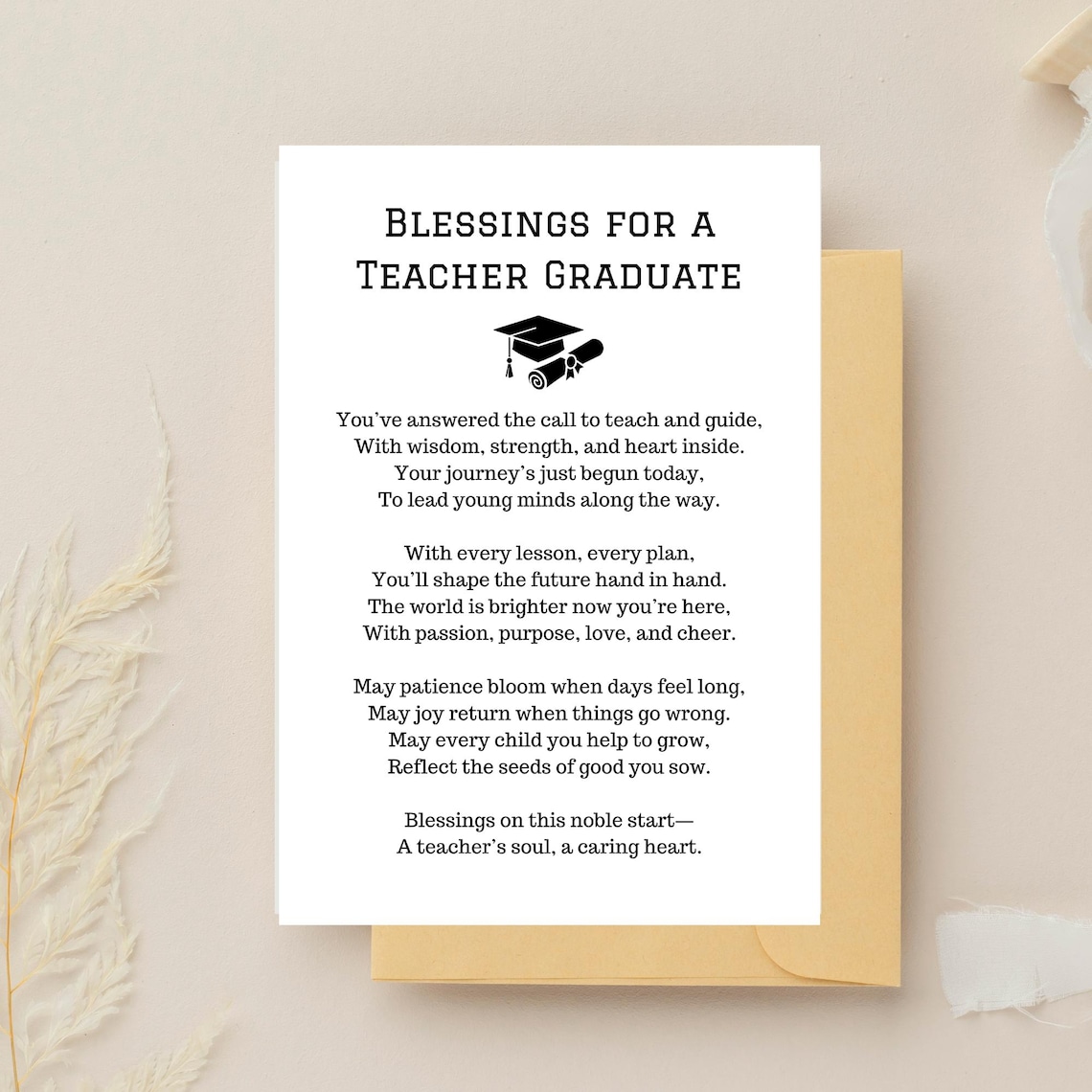 Teacher Graduate Blessing Card Printable Christian Poem Prayer ...